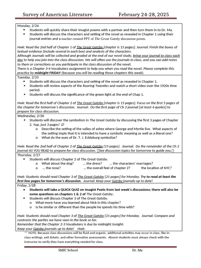 11AmLit LP Q3 Feb 24-28 2025 | PDF | The Great Gatsby