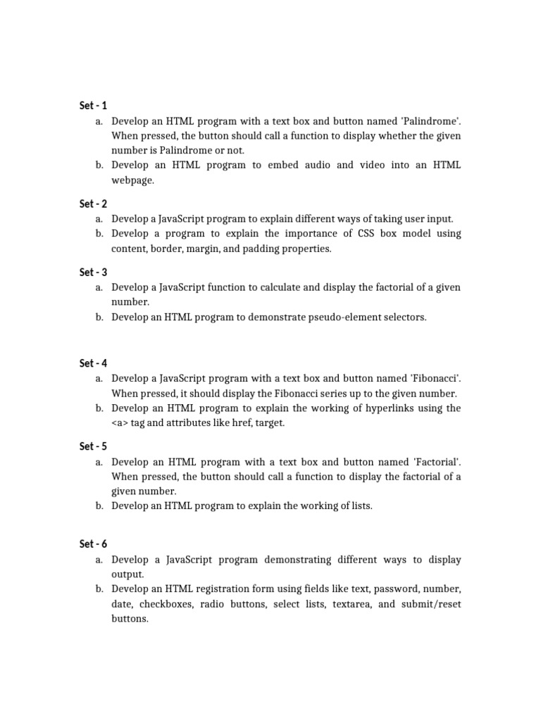 FSD-I Internal Exam Question Paper | PDF | Html | Java Script
