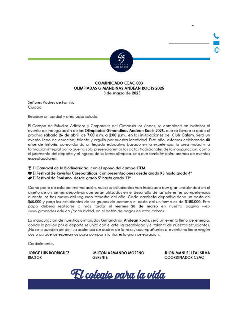 COMUNICADO+CEAC+#+3+OLIMPIADAS+GIMANDINAS+2025 (1) | PDF