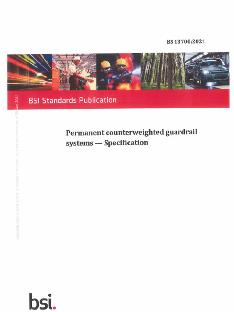 BS 13700 2021 Permanent Counterweighted Guardrail Systems | PDF