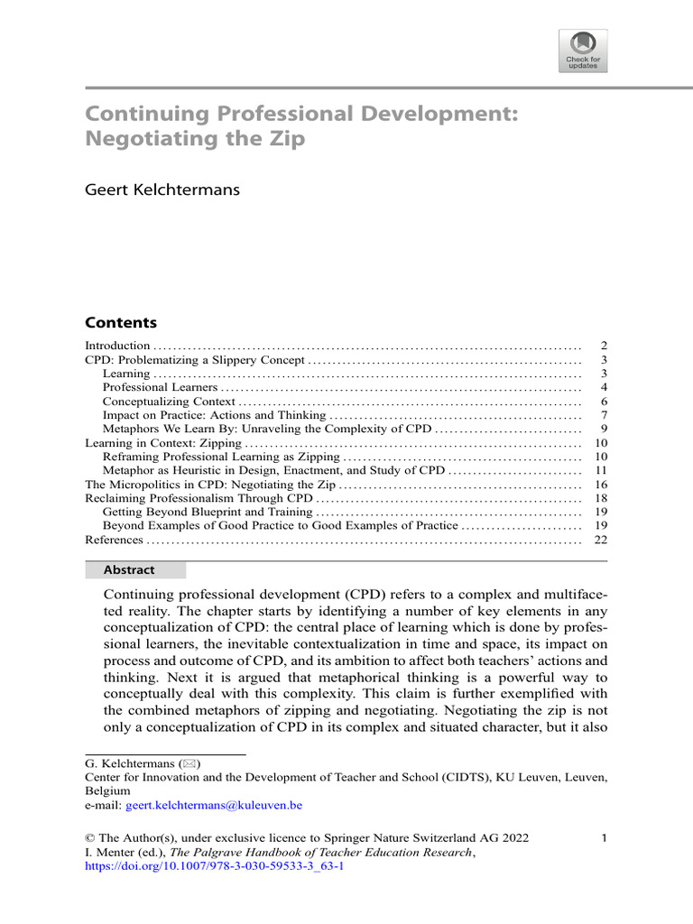 CPD Complexity: Negotiating Professional Growth | PDF | Learning | Pedagogy