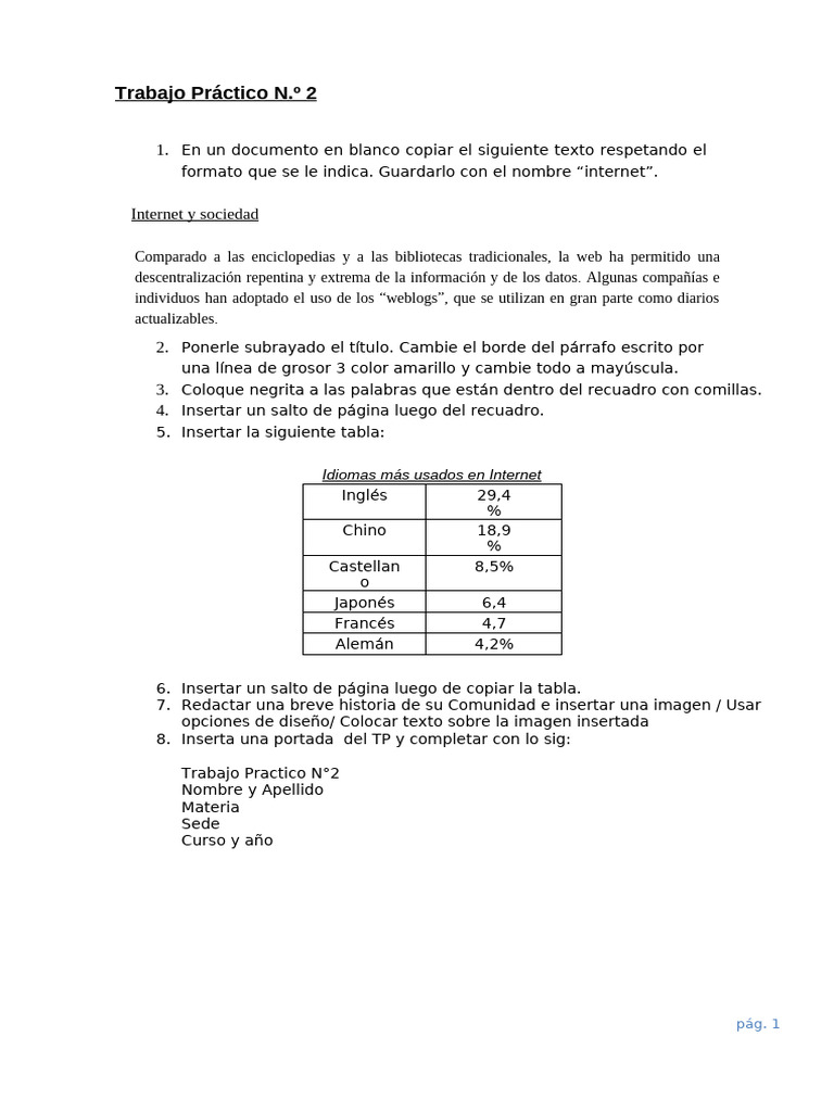 Trabajo Practico 2 - Tic | PDF