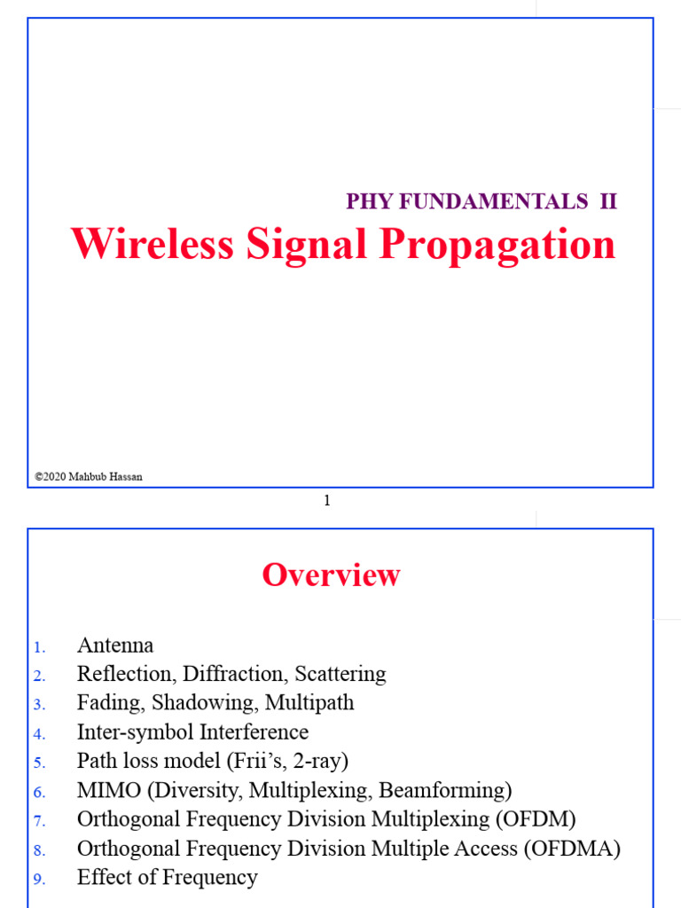 Lect03 Physical Layer II | PDF | Orthogonal Frequency Division Multiplexing | Mimo