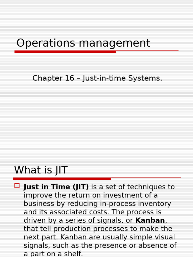 Chapter 16 - Just-In-time Systems | PDF