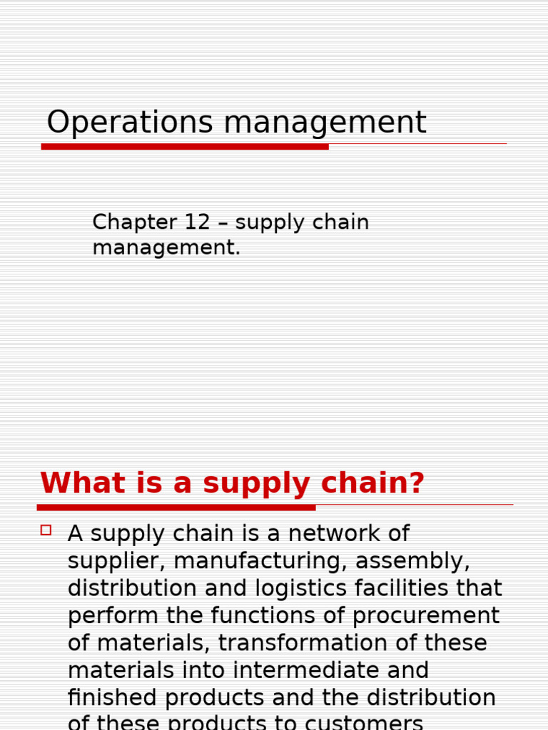 Supply Chain Management Overview | PDF | Supply Chain | Supply Chain ...