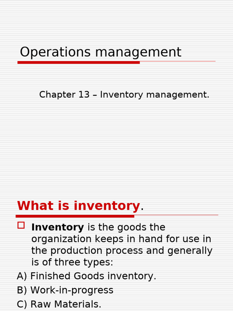 Chapter 13 Inventory Management. | PDF | Inventory | Economics