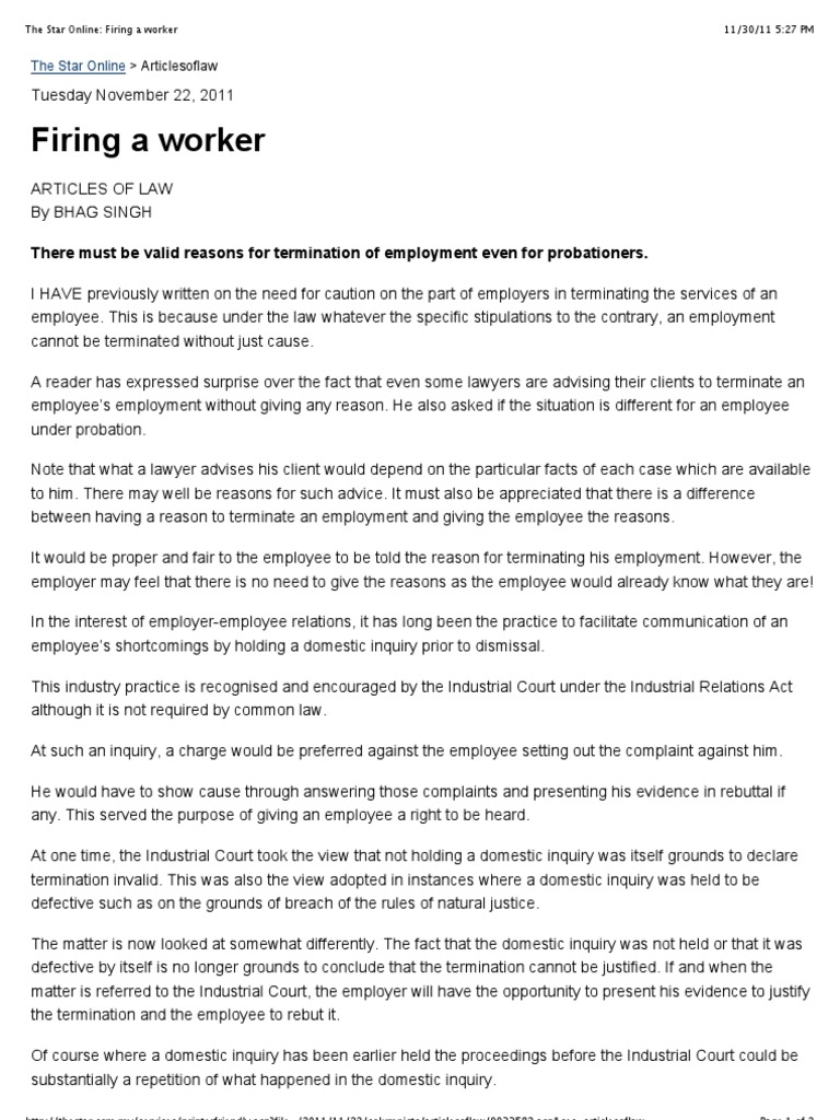 Firing A Worker | PDF | Employment | Government