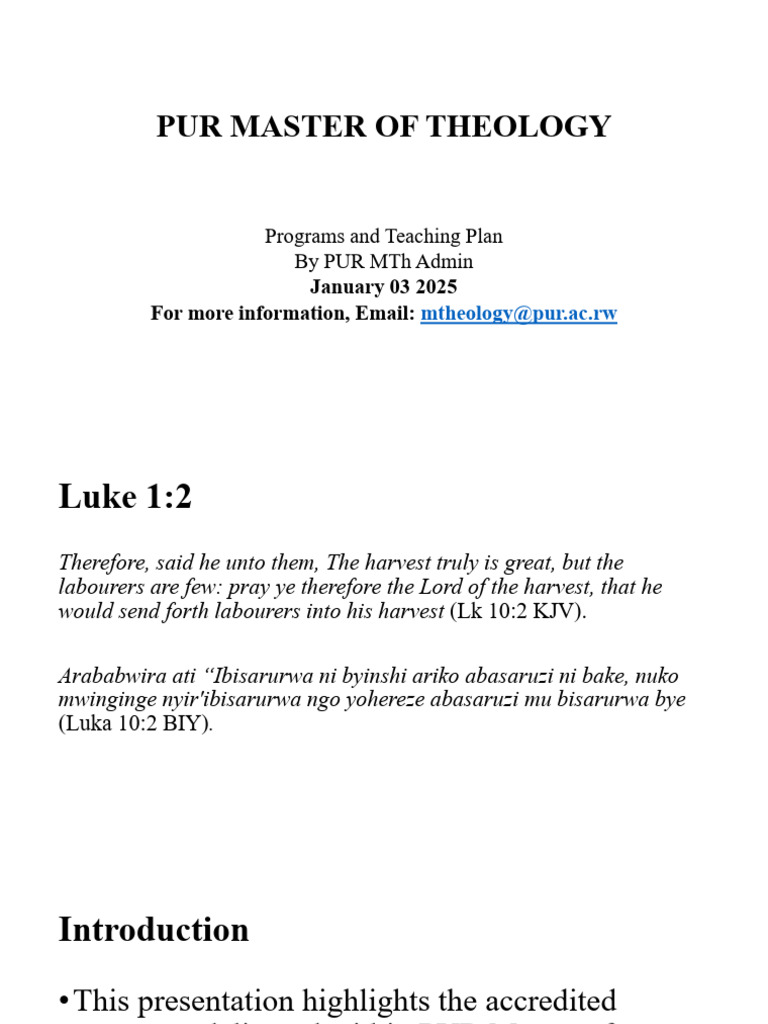 PUR Master of Theology Overview | PDF | Theology | Interfaith Dialogue