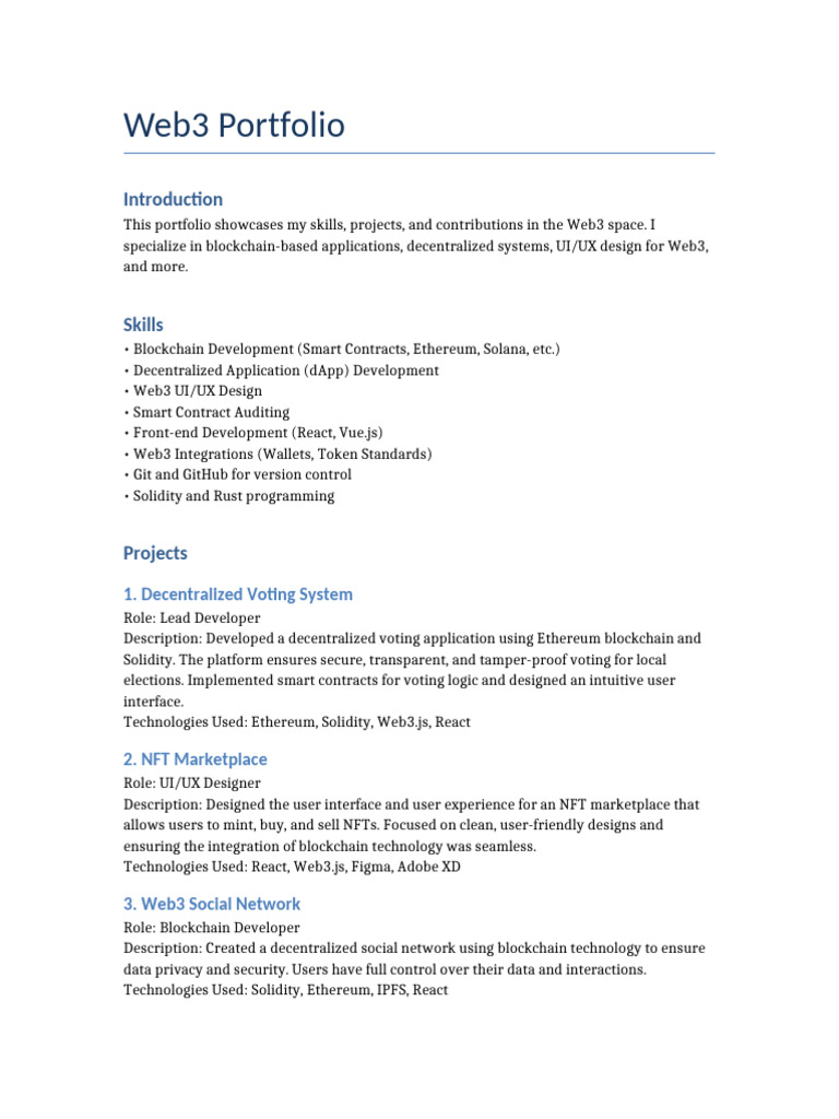 Web3 Portfolio | PDF