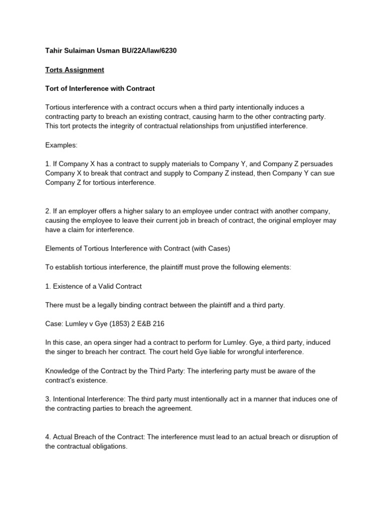 Torts Assignment | PDF