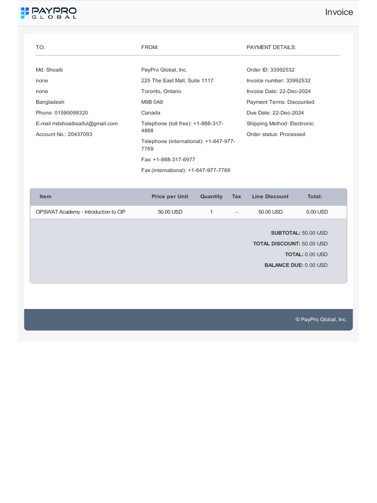 PayPro Global Invoice 33992532 (2024-Dec-22) | PDF