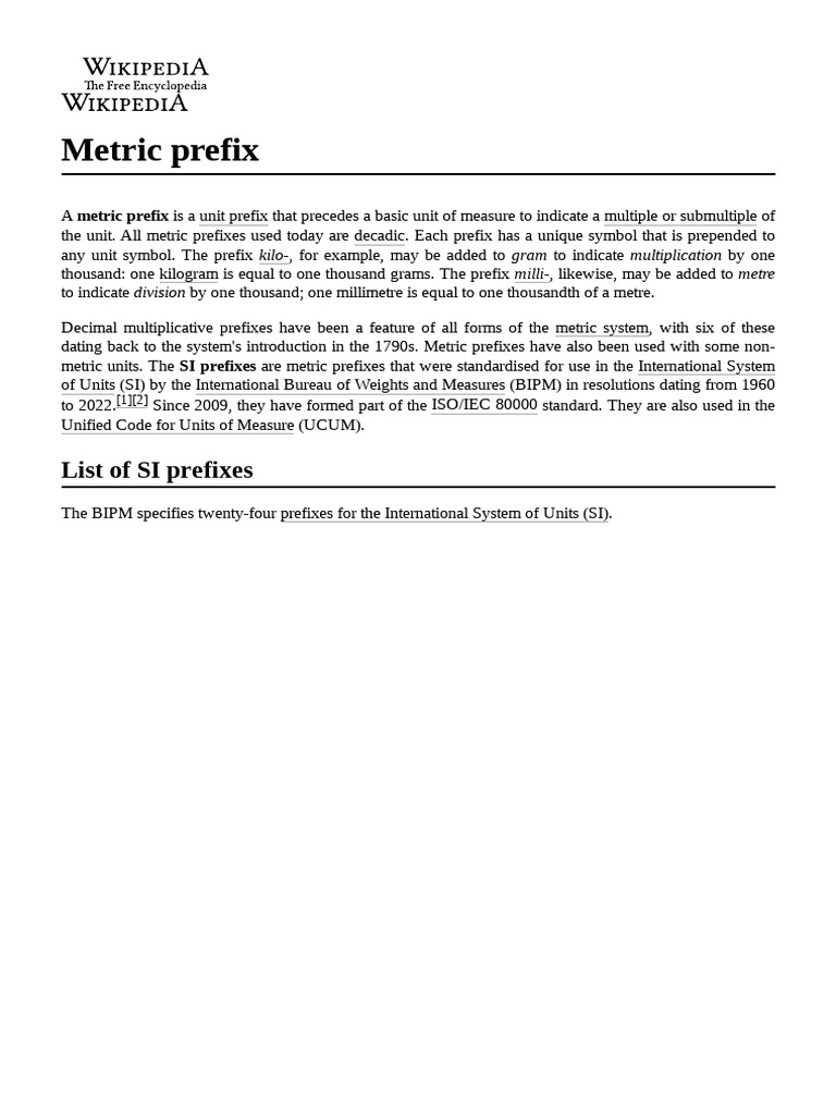 Metric Prefix | PDF | Litre | Calorie