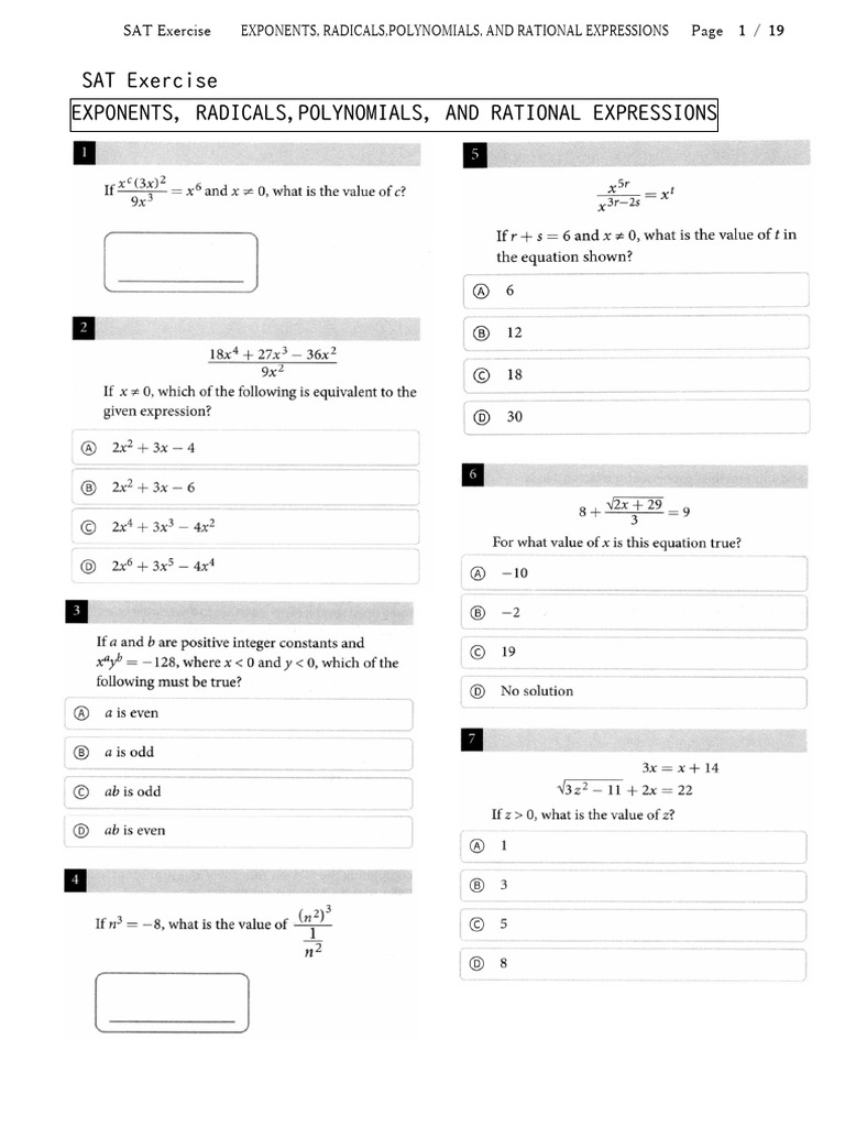 Exponents Radicals Polynomials Rationalexpressions-1-5 | PDF