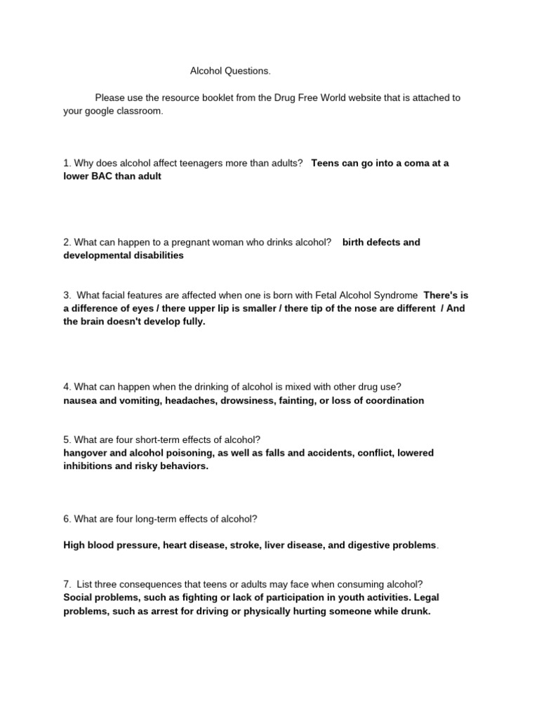 Daniel Sosa - Alcohol Questions | PDF