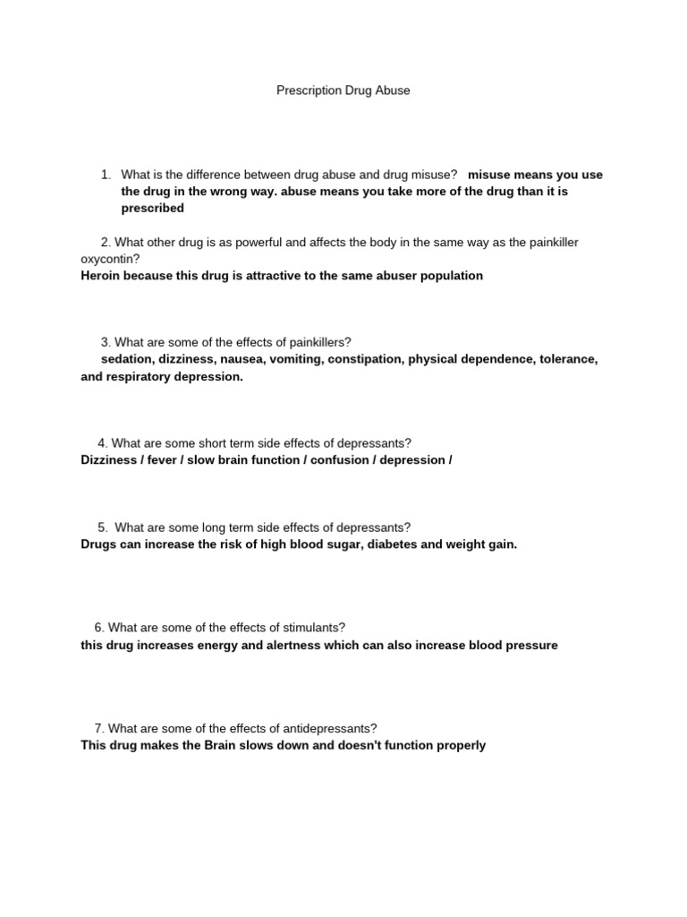 Daniel Sosa - Prescription Drug Abuse | PDF