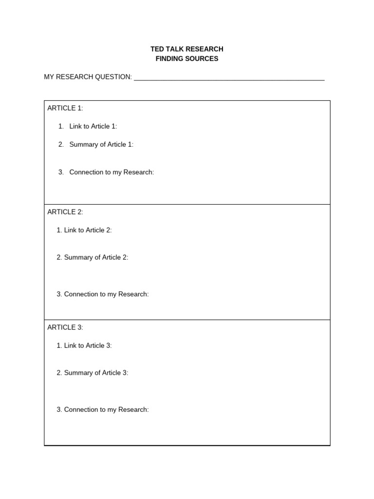 TED TALK Finding Sources | PDF