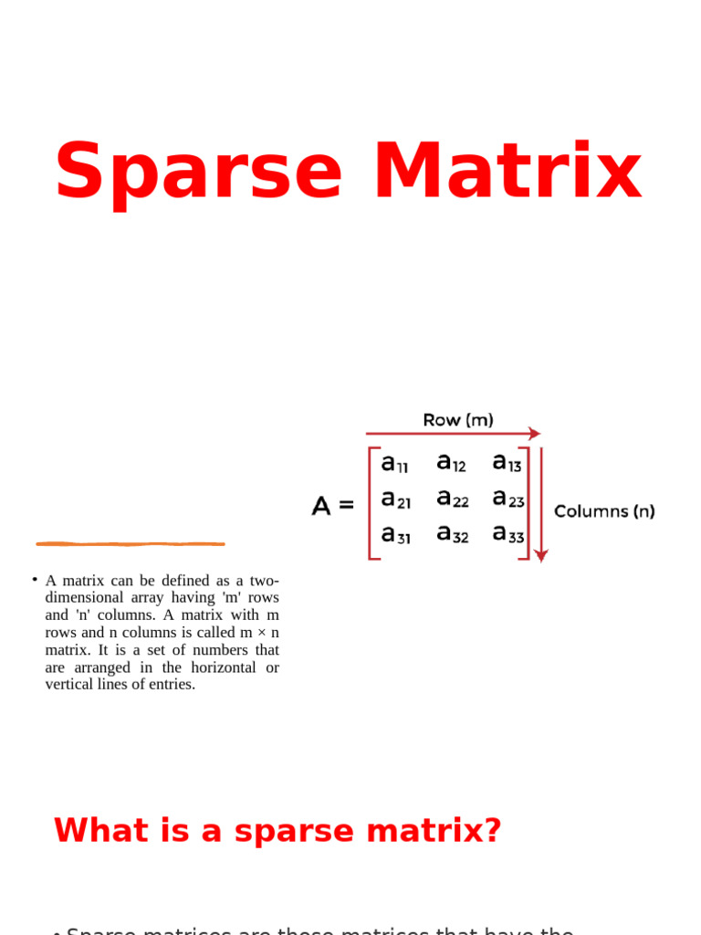 Ds Class 7 Sparse Matrix Aiandml Pdf Matrix Mathematics Computer Programming