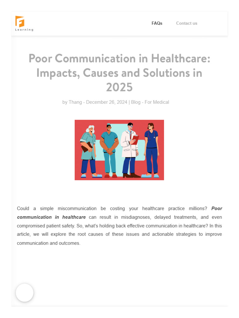 Addressing Poor Communication in Healthcare | PDF | Medical Error ...
