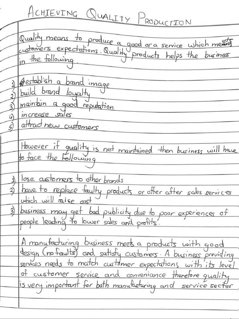 Achieving Quality Production | PDF