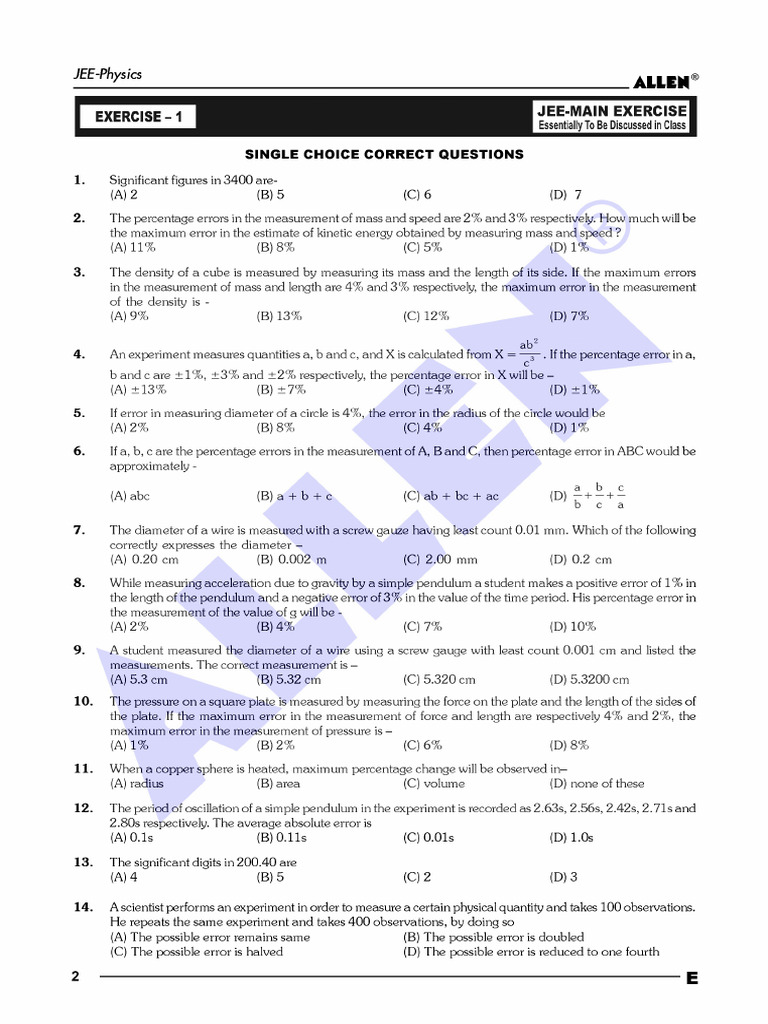 Unit - Dimension - Basic Maths and Vector-Exercise | PDF