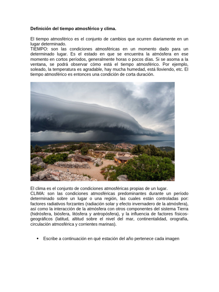Definición del tiempo atmosférico y clima | PDF