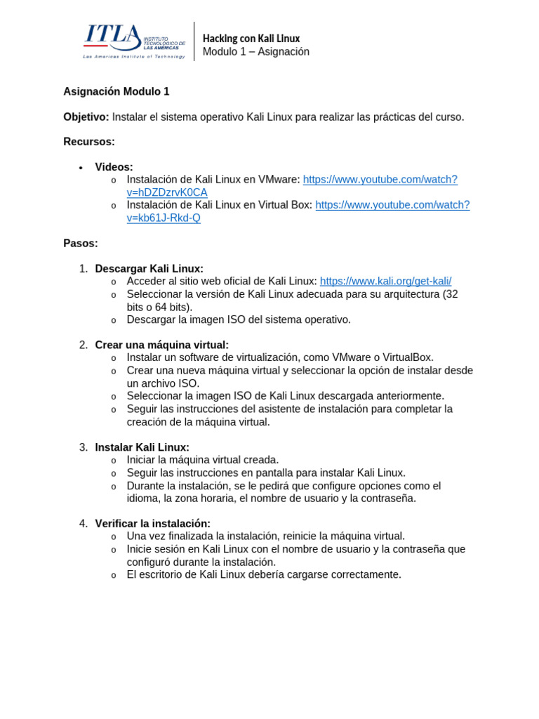 Asignación Modulo 1 | PDF