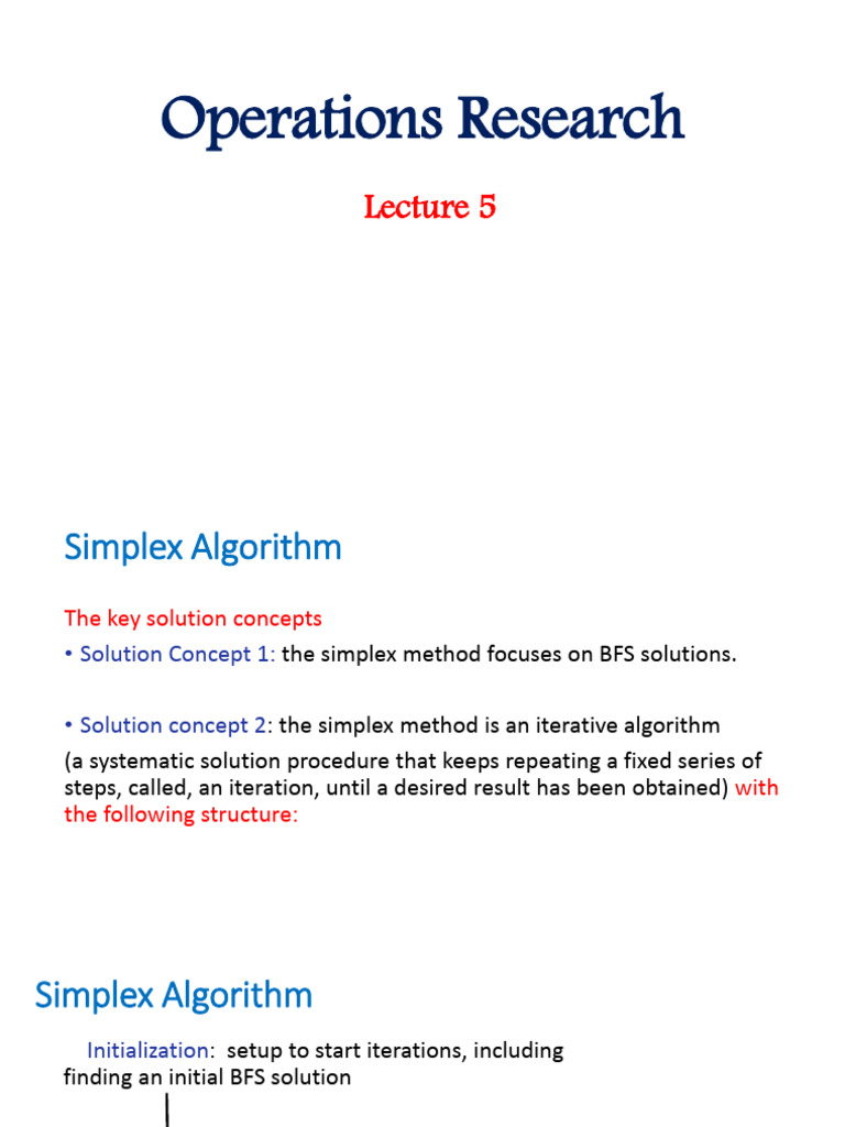 Lec5-Regular Simplex Method and Dual Simplex Method | PDF | Algebra | Computational Science