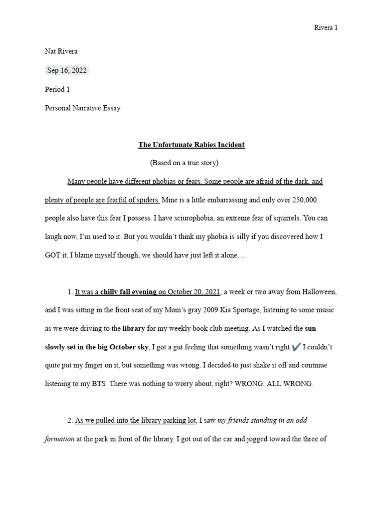 NATALIE RIVERA - Personal Narrative Essay | PDF