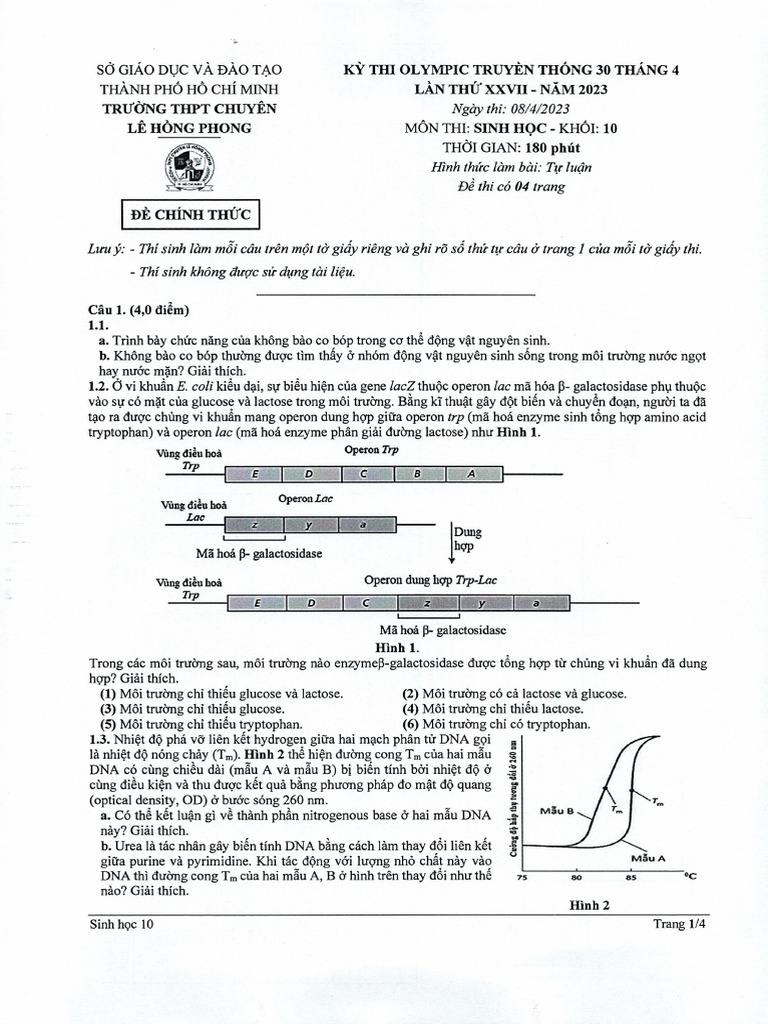 OLP2023 SINH10 de ChinhThuc | PDF