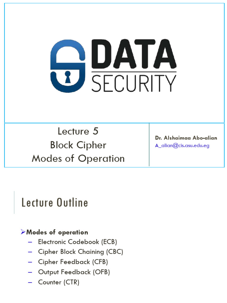 Lecture 5 Modes of Operation | PDF | Security Engineering | Cryptography