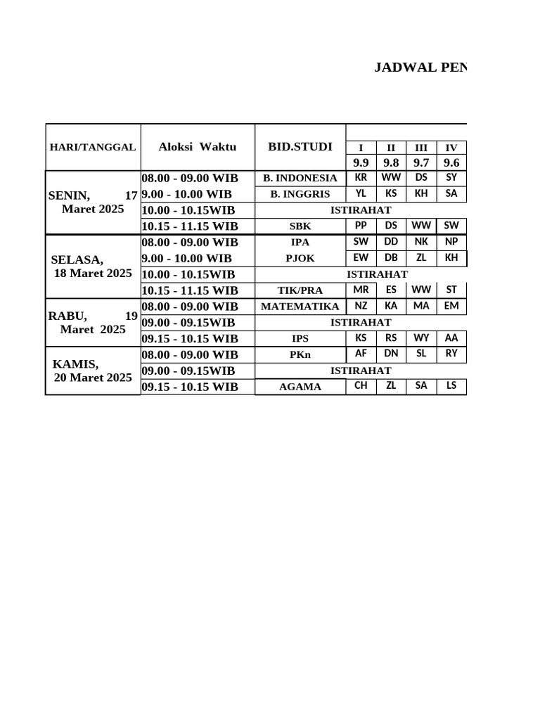 Jadwal Pts Genap 2024.20225 | PDF