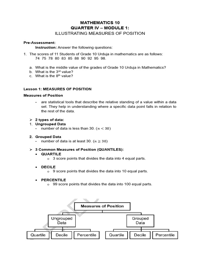 Measures of Position in Statistics | PDF | Mathematics