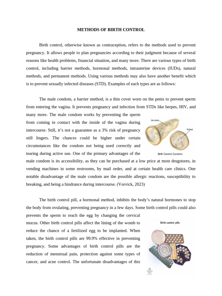Methods of Contraception | PDF | Birth Control | Condom