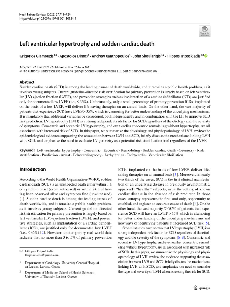 LV Hypertrophy and Sudden Cardiac Death | PDF | Heart Failure ...