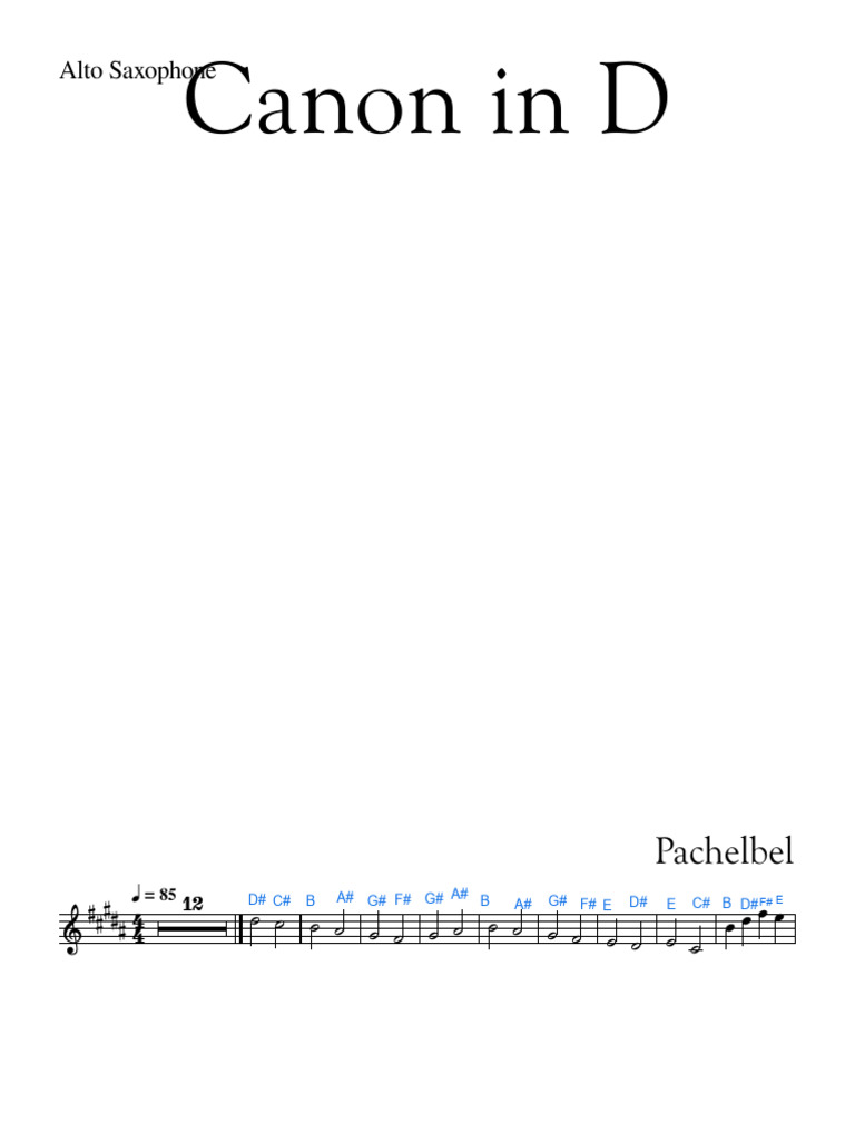 Canon in D for Alto Saxophone | PDF | Pachelbel's Canon | Musical ...