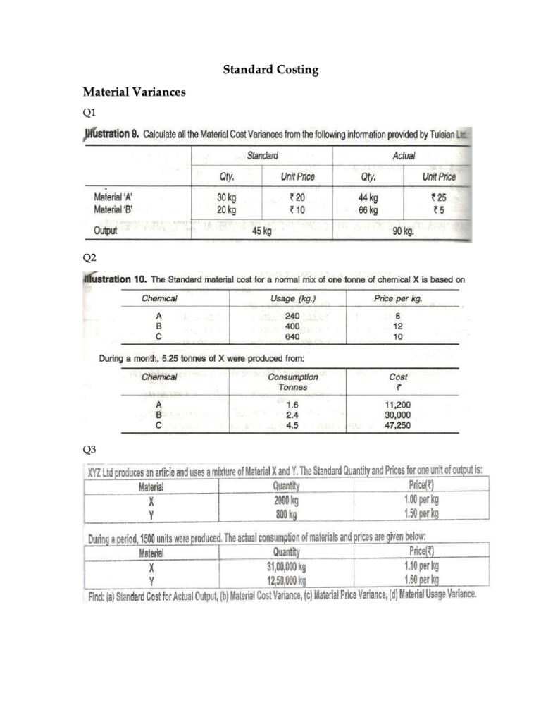 Material and Labour Variance | PDF