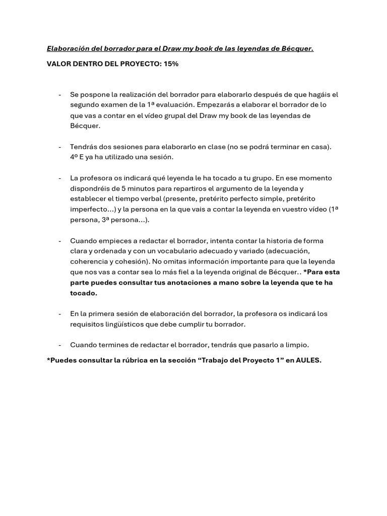Borrador Voz en Of. Draw My Book. Leyendas de Bécquer | PDF