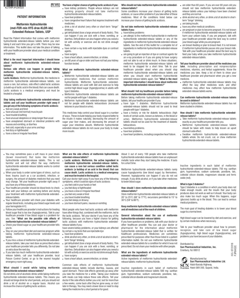 331 Metformin Er Tablets Pil 077336 | PDF | Hypoglycemia | Diabetes