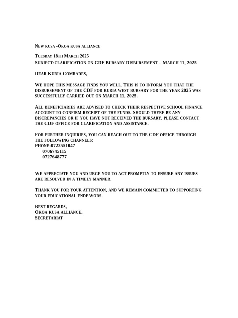 Kuri A West 2025 Bursary | PDF