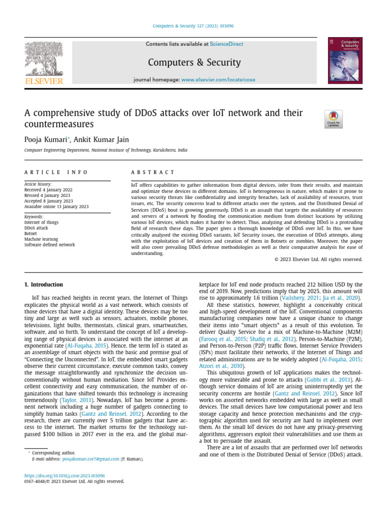A-comprehensive-study-of-DDoS-attacks-over-IoT-network-an_2023_Computers---S | PDF | Denial Of ...