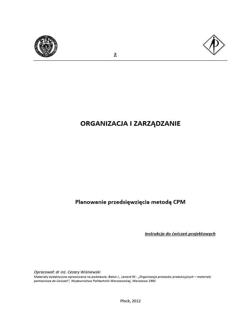 Planowanie Przedsiewziecia Metoda CPM | PDF