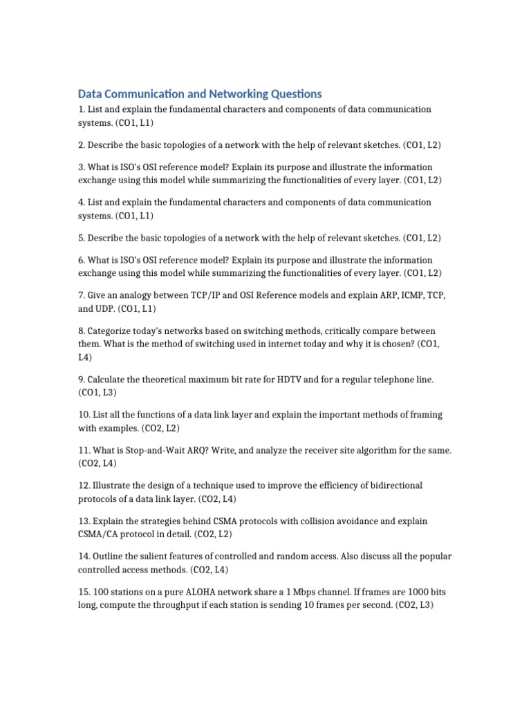 Data Communication & Networking Q&A Guide | PDF | Computer Network ...