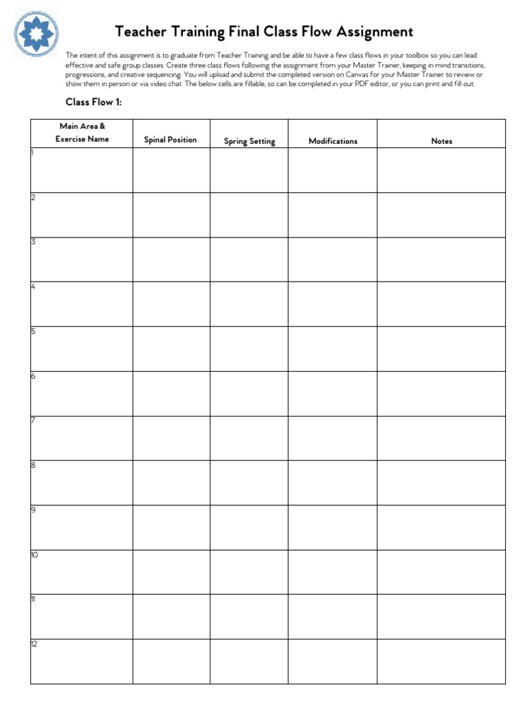 Teacher Training Class Flow Assignment | PDF