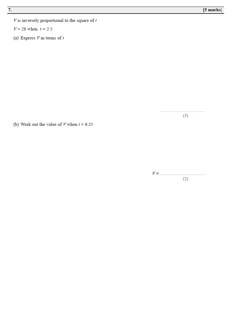 Direct and Inverse Proportion Practice Questions 30251 - p06 | PDF