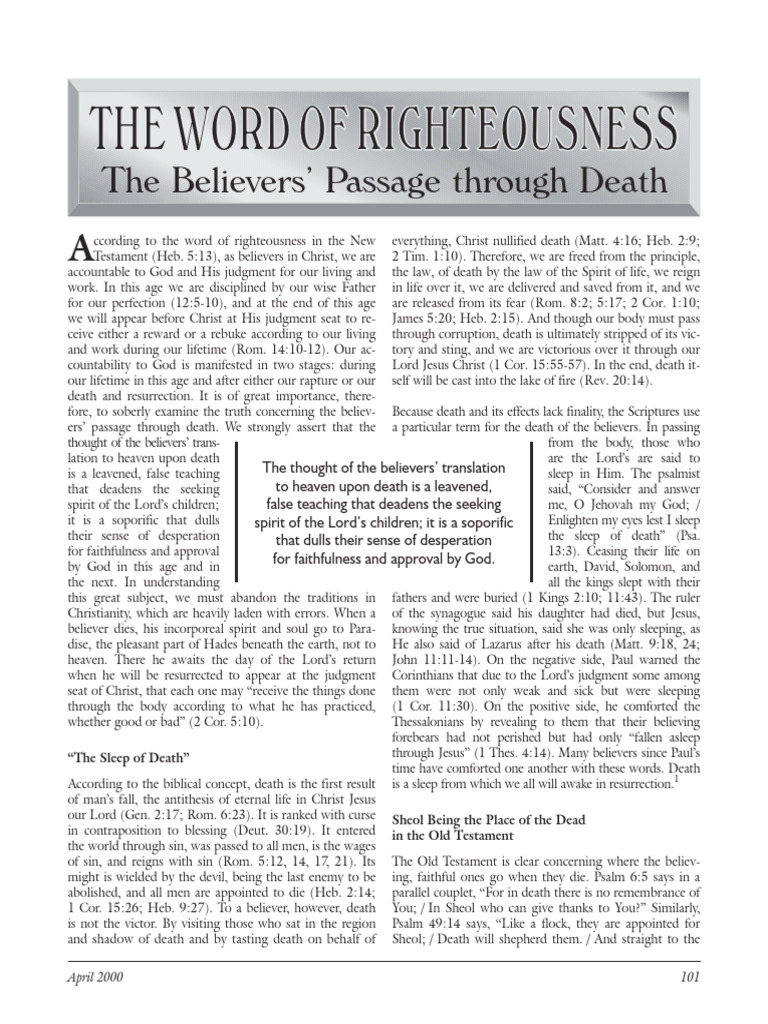 Believer's Passage Through Death | PDF | Hell | Heaven