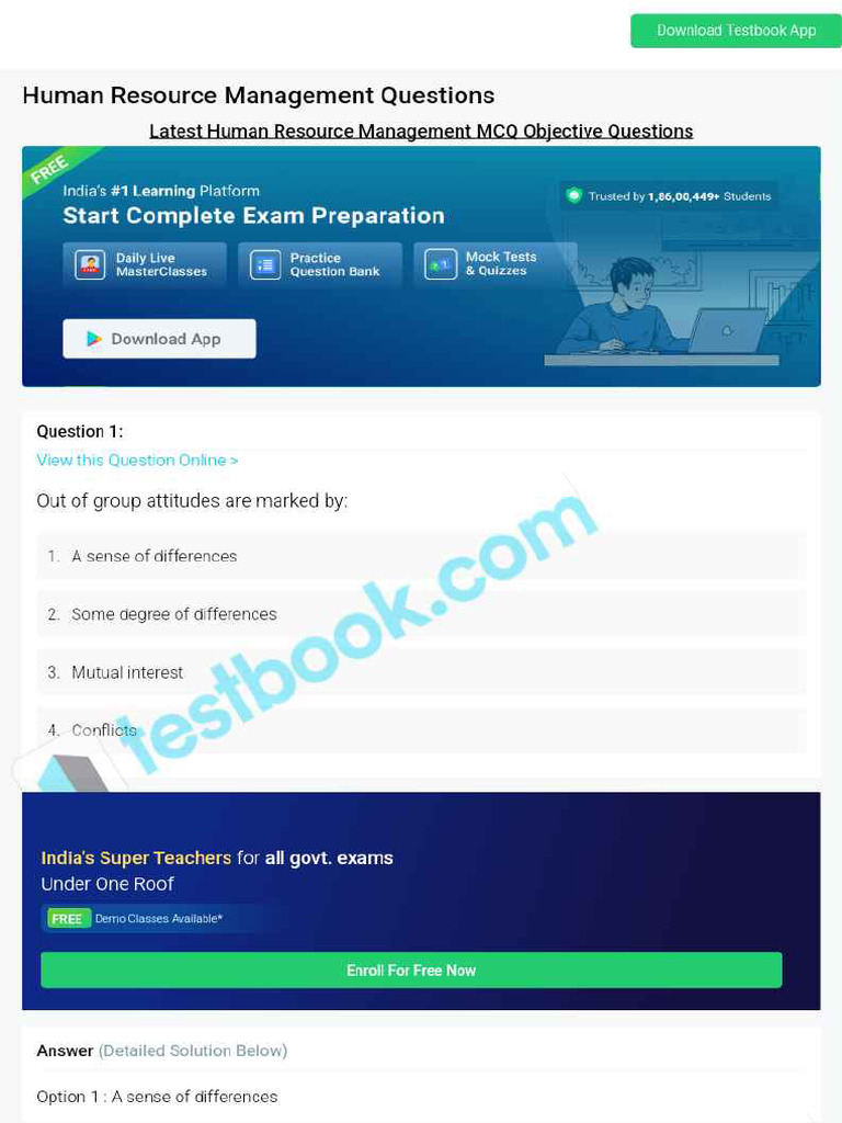 MCQ On Human Resource Management 5f916a704a594347efed9ff9 | PDF