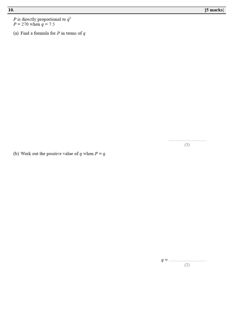 Direct and Inverse Proportion Practice Questions 30251 p09 | PDF