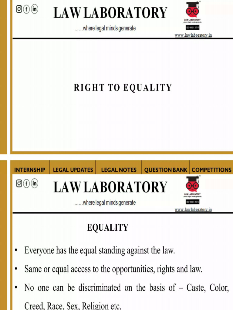 Right To Equality | PDF
