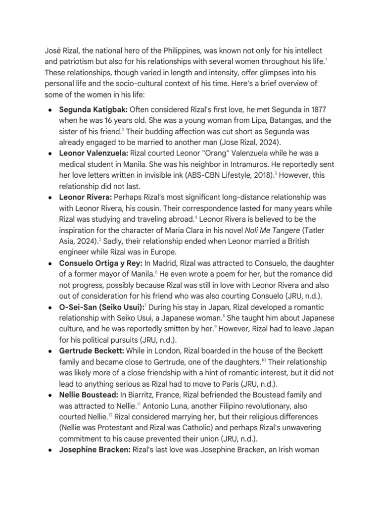 Rizal Info From Gemini With References | PDF | Philippines