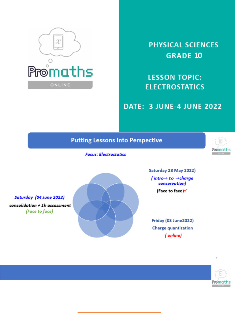 Grade 10 Electrostatics Lesson 2&3 JUNE 2022-1 | PDF | Electric Charge ...